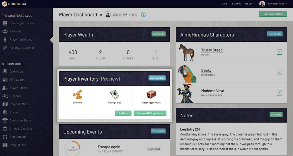 Guidebook: Player Inventory