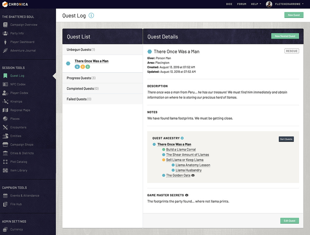 Chronica Guidebook: Quest Log